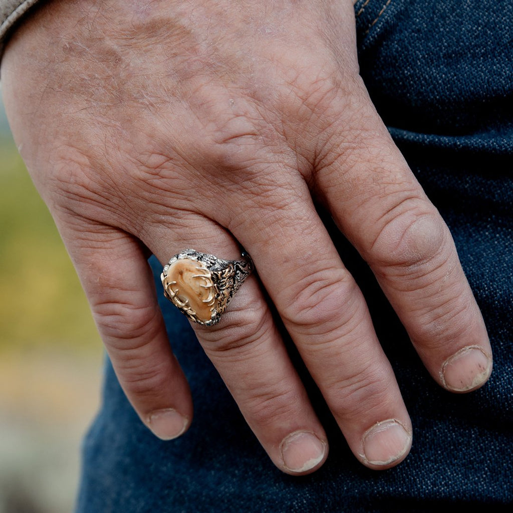Elk Ivory Tooth Trophy Antler Ring – Park City Jewelers