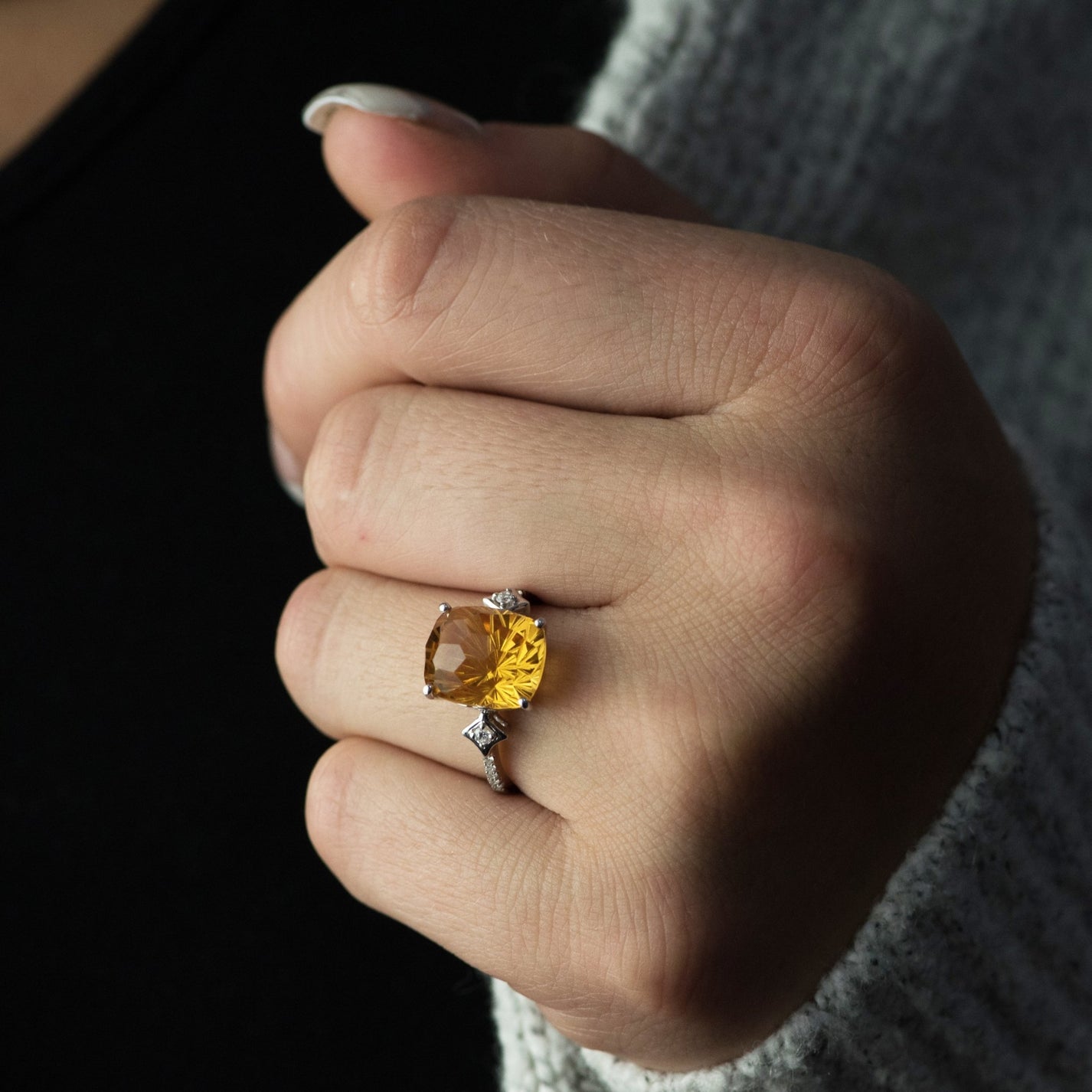 Fancy Cut Citrine and Diamond Ring – Park City Jewelers