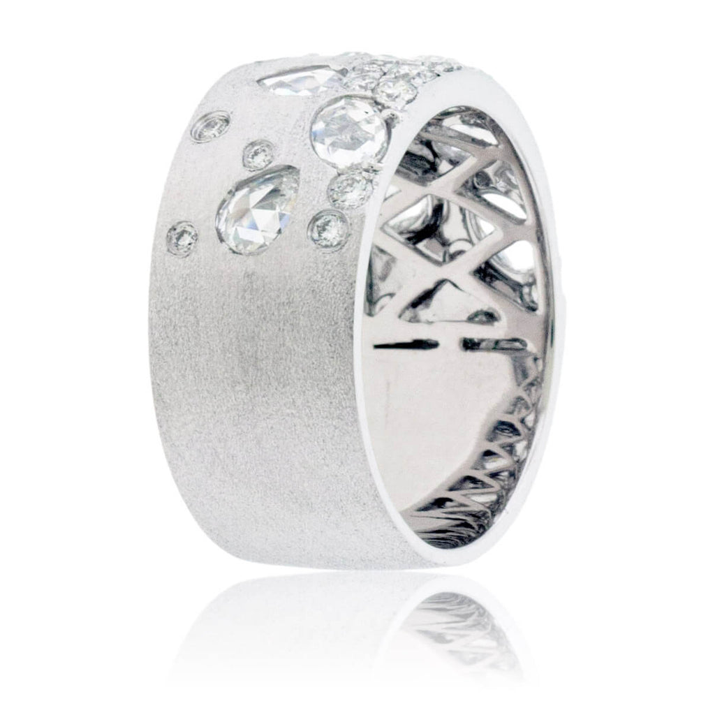 Flush Set Rose-Cut Diamond Stone Finish Band – Park City Jewelers