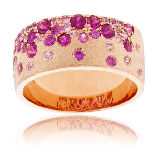 Rose Gold Satin Finish Flush Set Sapphire & Ruby Ring – Park City Jewelers