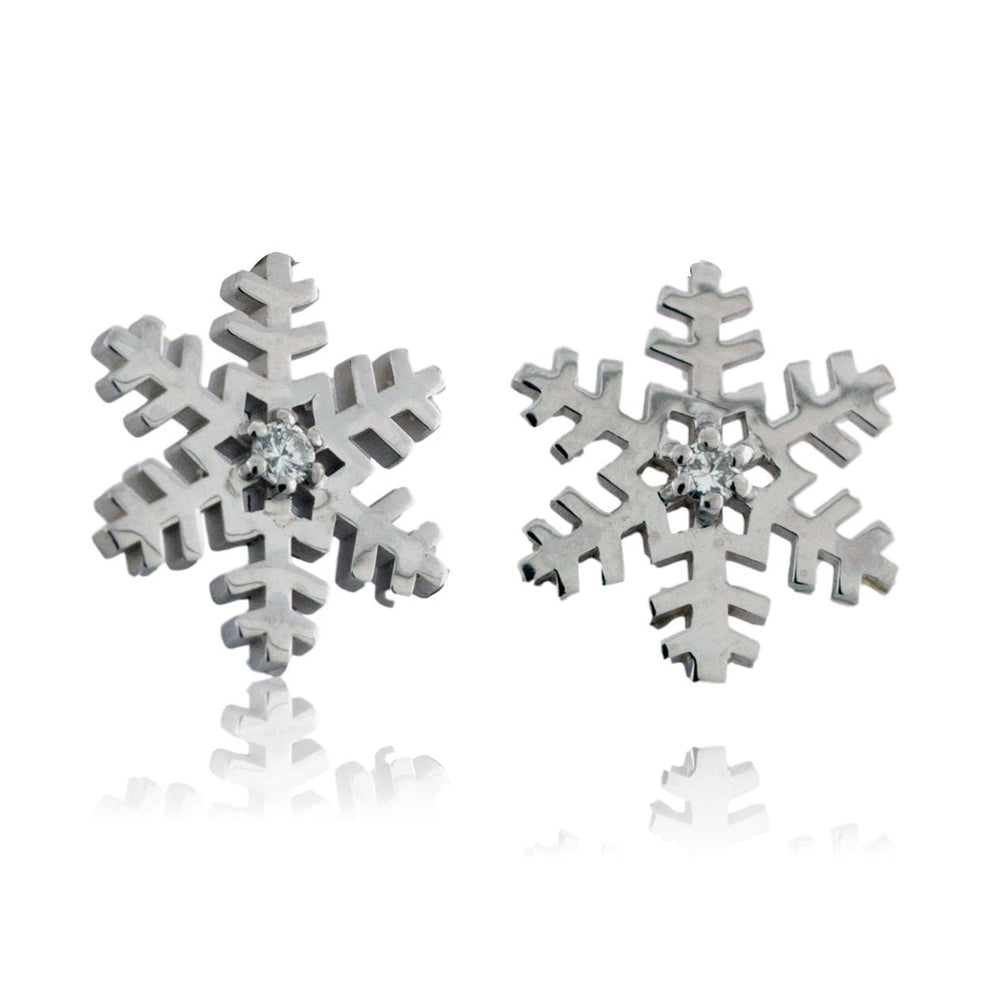 Single Diamond Snowflake Stud Earrings – Park City Jewelers