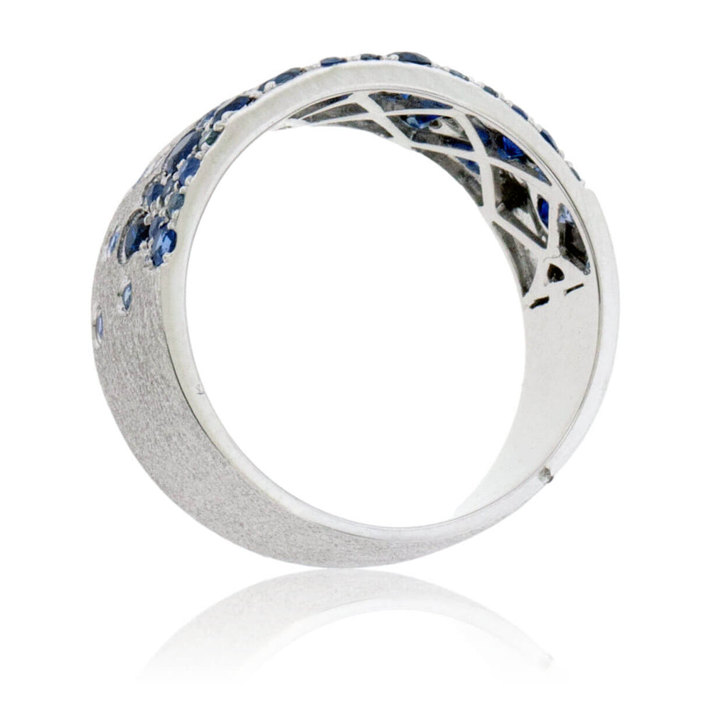 White Gold Satin Finish Flush Set Sapphire Ring – Park City Jewelers